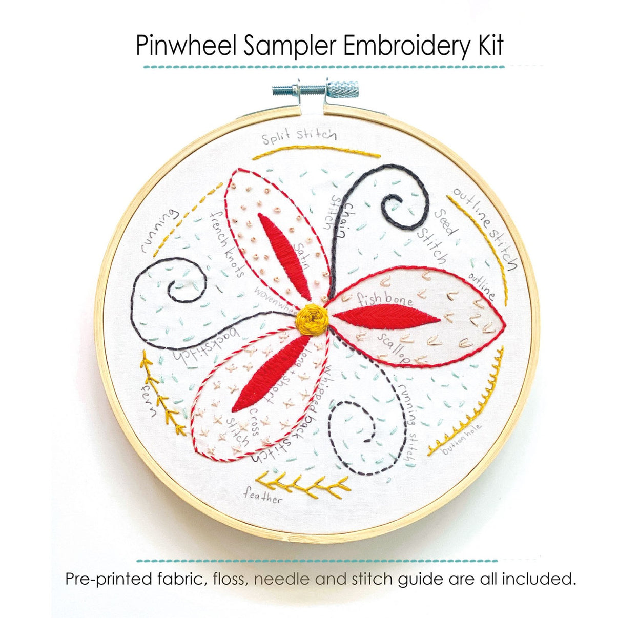Pinwheel Sampler Embroidery Kit - Jennifer Heynen Creative Co ...